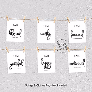 Inspirational Wall Art - Motivational Wall Art - Office & Bedroom Wall Decor - Positive Quotes & Sayings - Daily Affirmations for Men, Women & Kids - Black & White Poster Prints (8X10, Set of 6, No Frame)