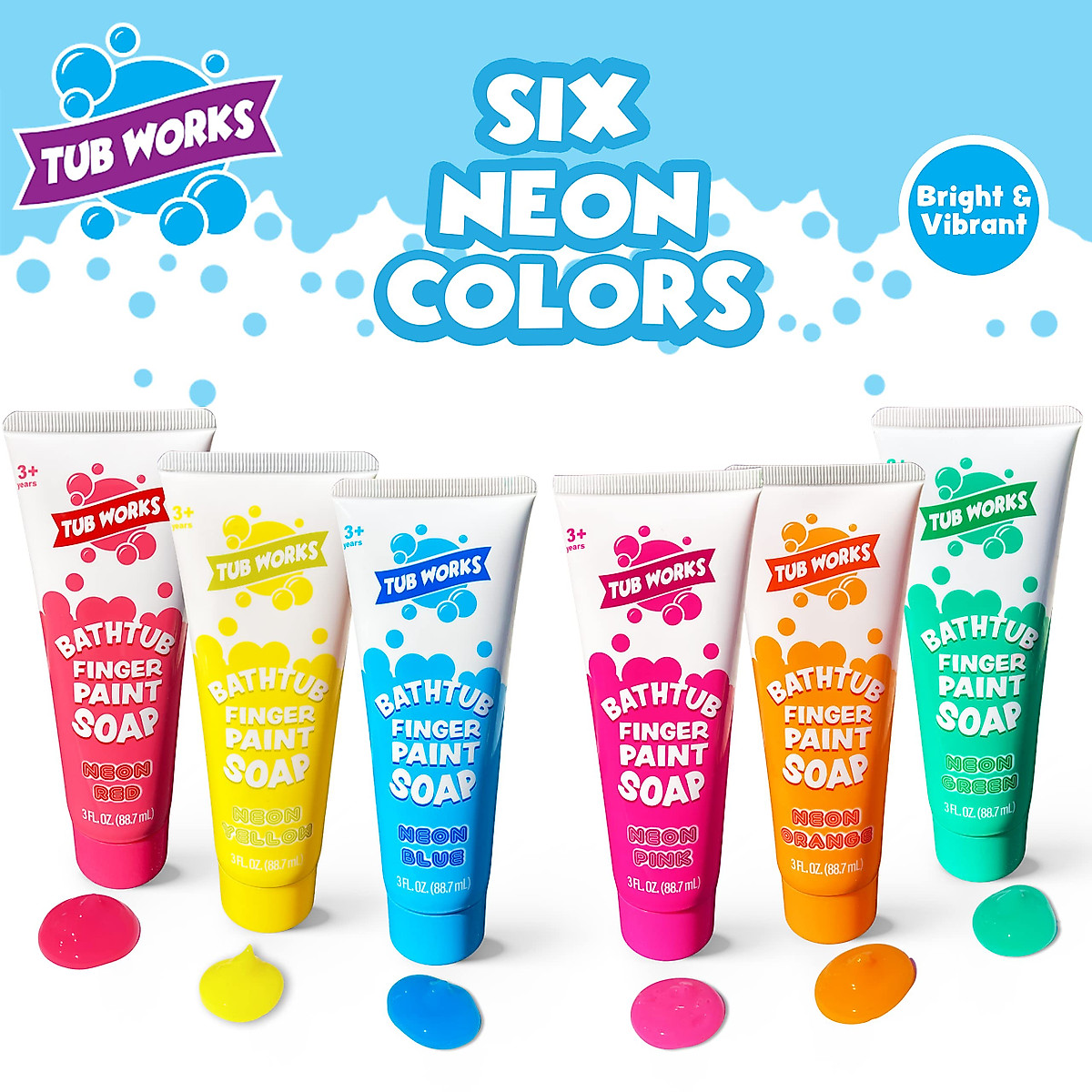 Tub Works Bathtub Finger Paint Soap, 12 Pack | Non-Toxic, Washable Bath Paint for Toddlers & Kids