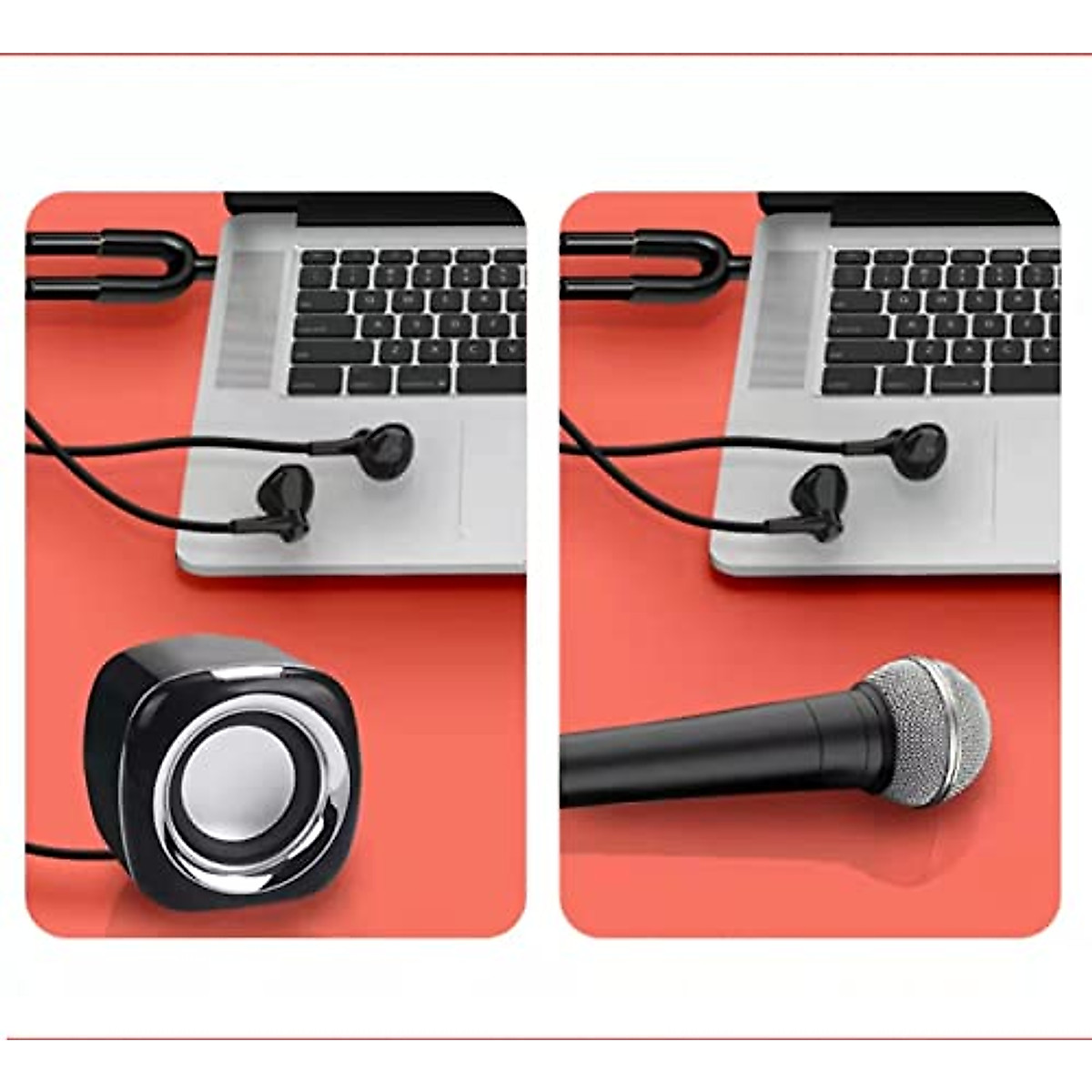 Headphone Splitter Adapter, 2 Pack U Shape 3.5mm 4 Pole Male to 2 x 3 Pole Female Headphone Y Splitter, for Audio Stereo Earphone, MIC , Phones, Computers, MP3, Tablet, Black