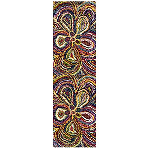 SAFAVIEH Fiesta Shag Collection 2'3" x 6' Multi FSG383M Modern Floral Non-Shedding Living Room Bedroom Dining Room Entryway Kids Runner Rug