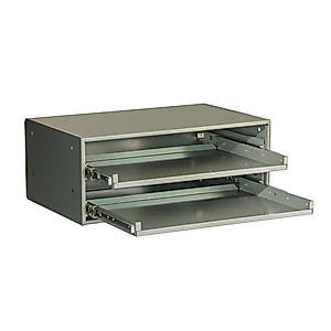 Durham 302B-15.75-95 Heavy Duty Bearing Slide Rack with 2 Large Compartment Boxes, 150 lbs Capacity, 15-3/4" Length x 20" Width x 8-1/8" Height, Gray Powder Coated Finish