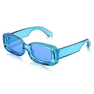 FEISEDY Trendy Rectangle Sunglasses Retro 90s Candy Color Chunky Frame Square Sun Shades Women Men B2307