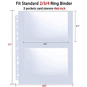 30 Pack 120 Pockets 4x6 Recipe Card Sleeves,3 Ring Binder Recipe Card Protector Pages,Double Sided 2 Pocket Refill Sheets for Recipe Book, 8.5x11 Inch Top Loading Clear Sleeve Sheets
