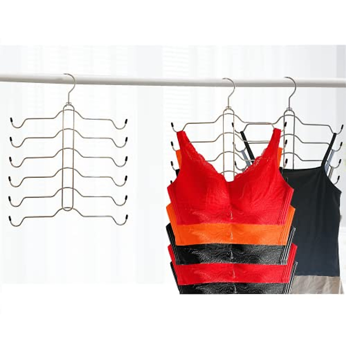 GXLQIJU Tank Top Hangers Space Saving Hangers 360° Rotating Hook,Closet Organizer for Bras,Tank Tops,Cami,Belts,Ties,Bathing Suits, Swimwear (Silver, 1 Pack)