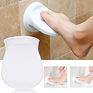 Shower Foot Rest, Plastic Bathroom Foot Rest Shower Shaving Leg Aid Foot Rest Suction Cup Step Pedicure Foot Rest for Home Hotel Bathroom Use, Foot Stand for Shower, White
