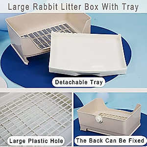Hamiledyi Large Rabbit Litter Box Trainer, Bunny Potty Corner Toilet with Drawer Bigger Pet Pan for Adult Guinea Pigs, Ferret, Chinchilla, Galesaur, Small Animals