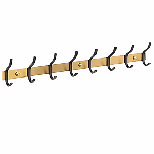 Alise Coat Rack Wall Mount,Coat Hanger Rail with 8 Double Coat Hooks for Hanging Coats,SUS304 Stainless Steel Towel Hanger Hook Racks for Purse Clothes Entryway Jacket Hats,Brushed