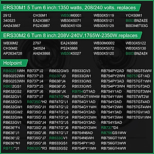 4 Pack WB30M1 and WB30M2 Electric Stove Burner Replacement for GE Hotpoint Kenmore, ge electric stove burner replacement 6"and 8",ge Electric Range Burner Element,ge Stove Electric Burner Replacement