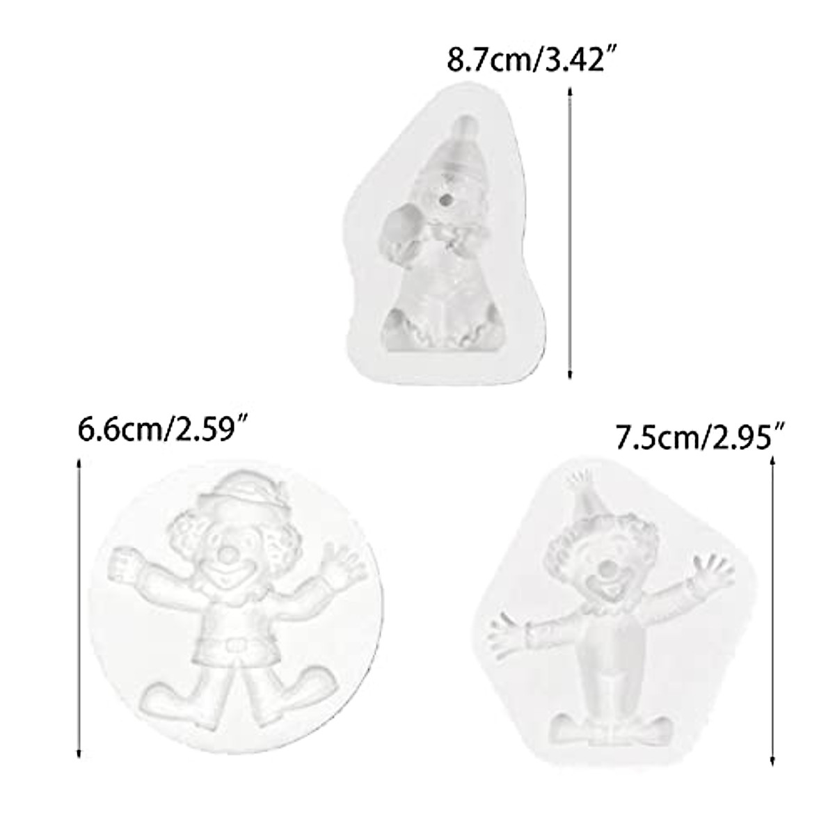 3D Halloween Clown Silicone Rubber Flexible Food Safe Mould Clay Resin Ceramics Candy Fondant Candy Chocolate Soap Mould Silicone Molds For Baking Epoxy Resin Baking Cakes Resin Crafts Resin Casting