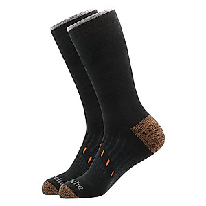 Avalanche Men's Odor Resistant Copper Wool Blend Crew Socks With Arch Support 2-Pack Black 10-13