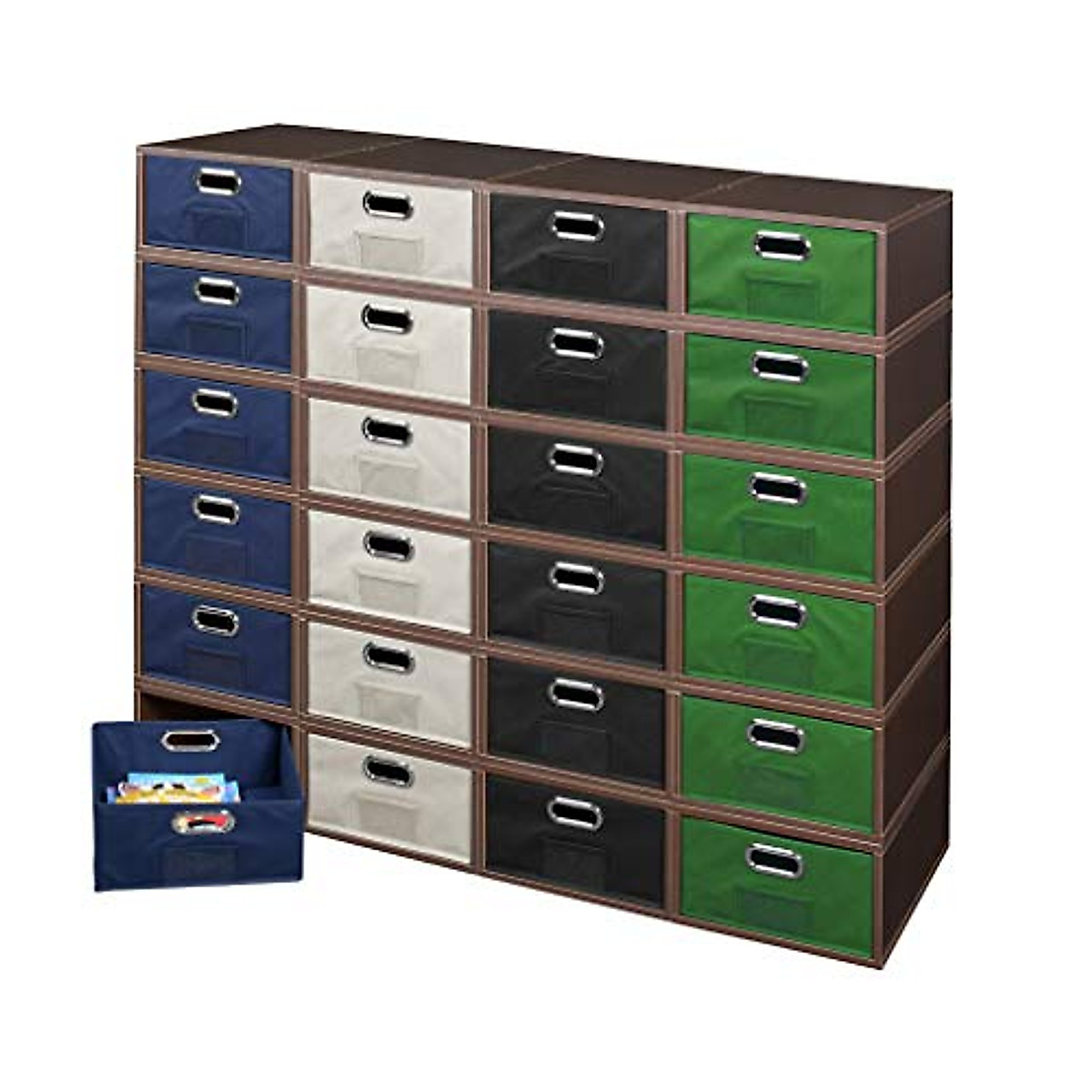 Niche Cubo Set of 6 Half-Size Foldable Fabric Storage Bins- Black