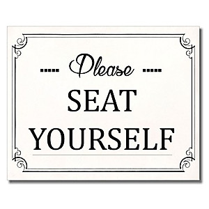 BigWig Prints Funny Bathroom Wall Art - Please Seat Yourself Poster Set, Humorous Restroom Decor for Home or Office, Unique Bathroom Artwork - Unframed Set of 2 (8x10)