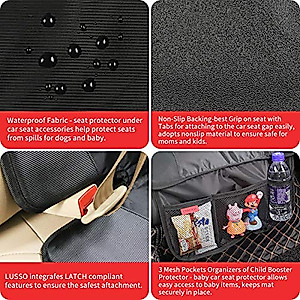 Kaiphy Car Seat Protector - Seat Protection Mat - Thick Padding - Durable, Waterproof Fabric, Leather Reinforced Corners & 3 Pockets for Handy Storage Black