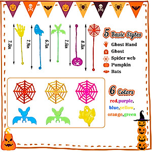 50 PCS Halloween Stretchy Sticky Hands Party Favors For Kids 4-8,Glitter Sticky Hands Toys, Treasure Box Fillers and Classroom Prizes,Halloween Party Favors,Birthday Parties,Toys for Sensory Kids