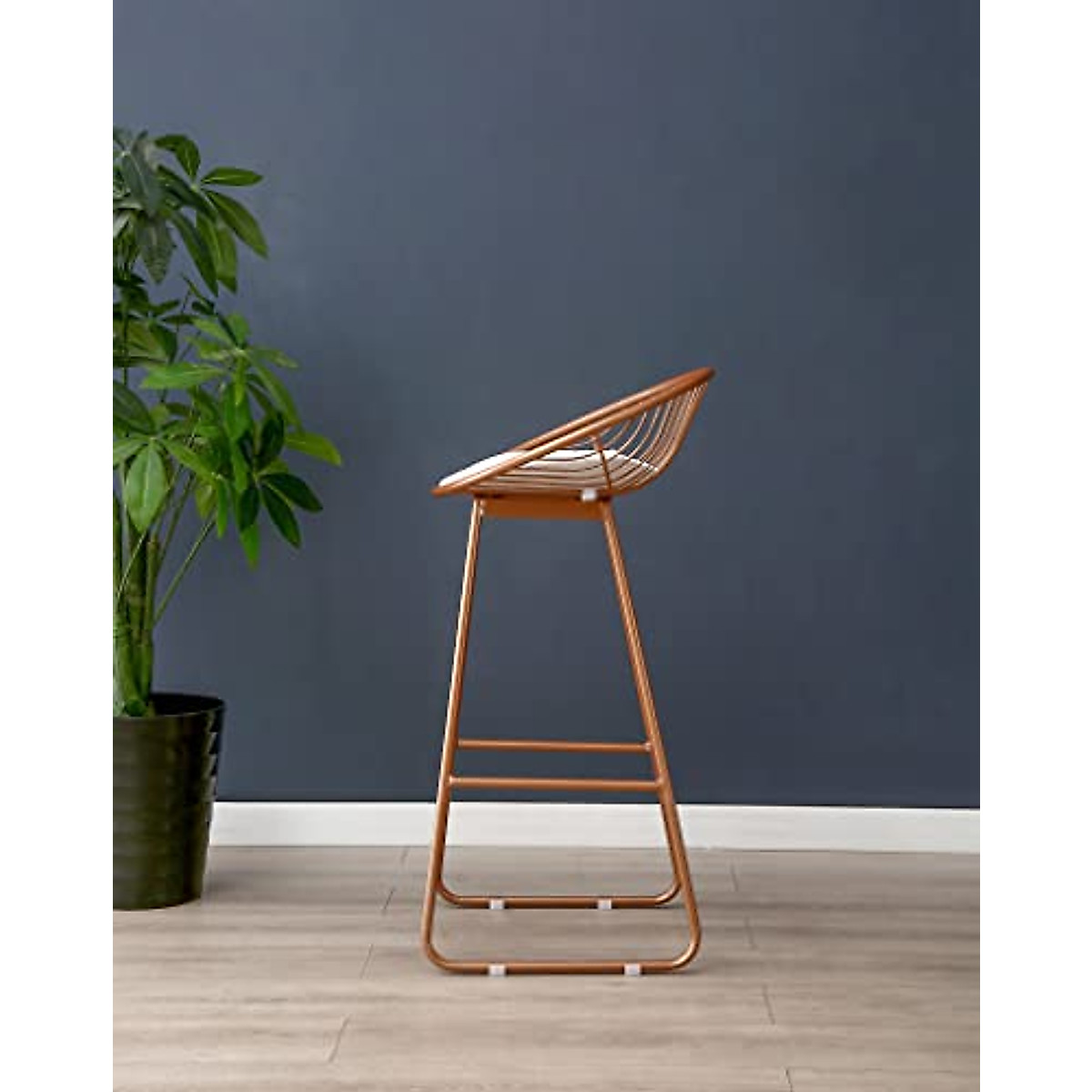 Kirpi Bar Stools Set of 4, Rose Gold Bar Height Bar Chairs 30" Seat, Kitchen Island Barstools Metal, Modern High Counter Stools with White Seat Cushion (4, Rose Gold)