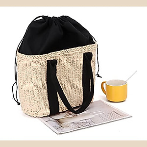 Ynport Women Large Straw Tote Bag Summer Beach Handles Handbag Handwoven Hobo Shoulder Bags Purse for Travel Shopping