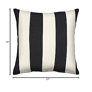 Honeycomb Outdoor Square Toss Pillow Set, 17" W x 17" L, Cabana Stripe Black & Ivory Outdoor Pillows