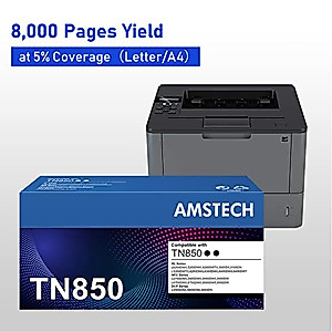 Amstech TN850 TN 850 TN-850 High Yield Toner Cartridge 2 Pack Compatible Replacement for Brother TN850 TN820 HL-L6200DW MFC-L5850DW MFC-L5700DW L5900DW HL-L5200DW MFC-L5900DW MFC-L6800DW Printer Black