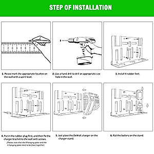 Riuog Wall Mount Bracket for Milwaukee M12 M18 Battery and Charger,Battery Storage for 12V18V, Metal 5 Battery Holder and Charger Holder for Tool Room and Garage (1size) (5 Battery Holes)