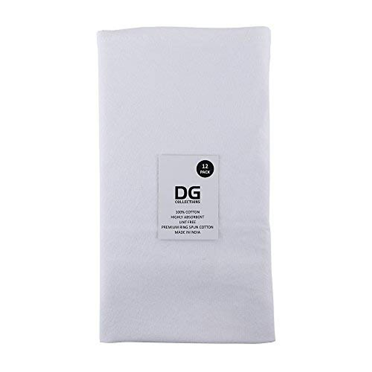 DG Collections Flour Sack Dish Towels, 100% Cotton, Set of 12 (27x27 Inches), Multi-Purpose Vintage Kitchen Towels, Very Soft,Highly Absorbent, Lint Free, Pre-Washed Tea Towels for Embroidery- White