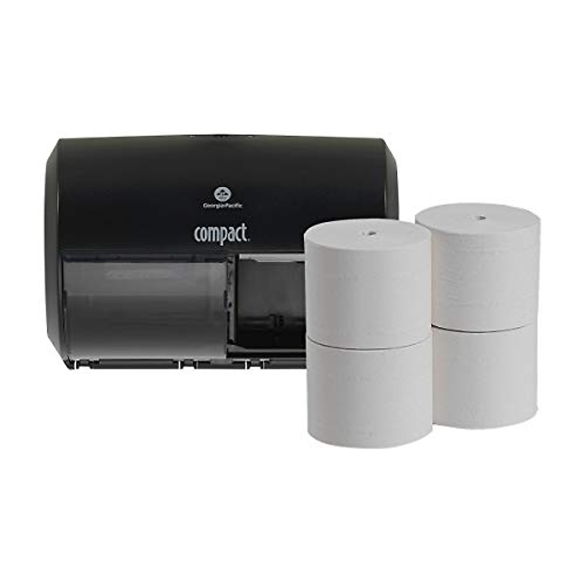 Compact 2-Roll Side-by-Side Dispenser and Coreless 2-Ply Recycled Toilet Paper Starter Kit by GP PRO (Georgia-Pacific), 1 Dispenser and 4 Rolls, 1 Kit per Case