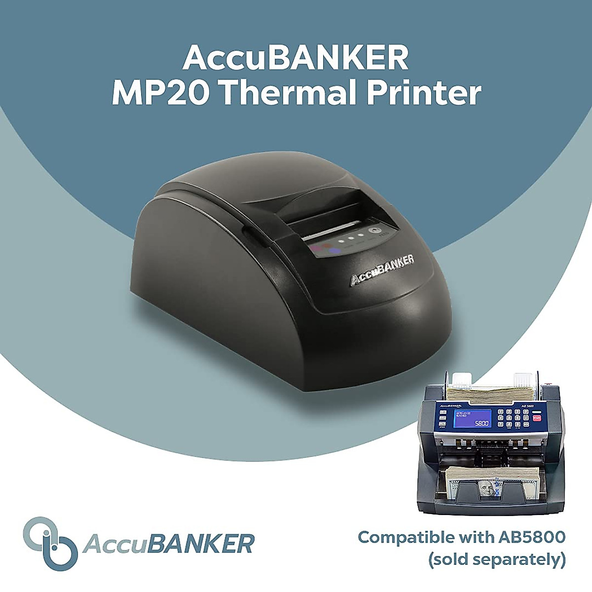 AccuBANKER MP20-58 Thermal Printer for AB5800 Bill Counter - Prints Reports of Verified Bills, Quick and Easy to Use, Compact Design, Quick Printing Speed, Low Noise Level (AB5800 Compatibility)