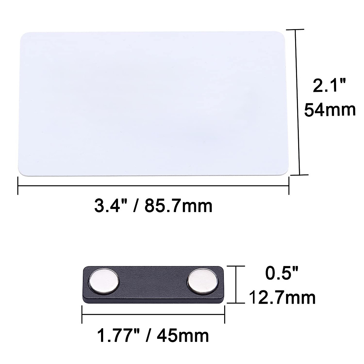 DIY Name Badges, Wisdompro 10 Set White Printable Blank PVC Badges (3.38 x 2.13 Inch) with Magnetic Name Tag for Jacket, Lapel,or Shirt - No Holes in Your Fine Jackets or Shirts