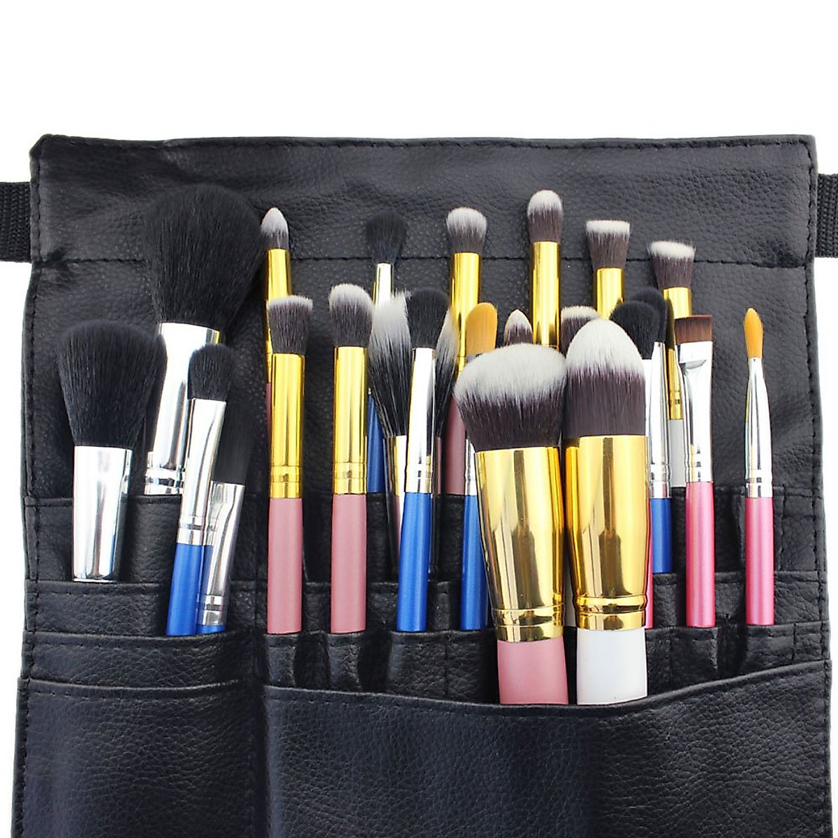 Hotrose 22 Pockets Professional Cosmetic Makeup Brush Bag with Artist Belt Strap for Women (Brush Not Included)