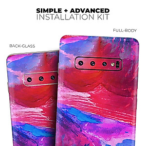 DesignSkinz Splatter Blue and Red Oil Protective Vinyl Decal Wrap Skin Cover Compatible with The Samsung Galaxy S20 (Screen Trim & Back Glass Skin)