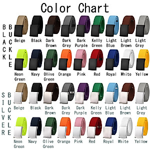 Falari Canvas Web Belt Fully Adjustable Cut to Fit Golf Belt Flip Top Silver Buckle - White