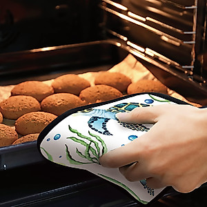 Sea Turtles and Seaweed and Bubbles Pot Holders Set of 2 Kitchen Heat Resistant Potholder for Microwave Cooking Baking Oven End Dishes and BBQ