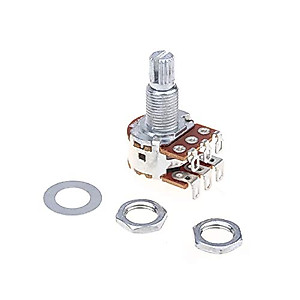 Musiclily Pro Aluminium Mini Metric Sized Blend Pots MN500K Dual Balance Potentiometers with Center Detent for Guitar (Set of 2)