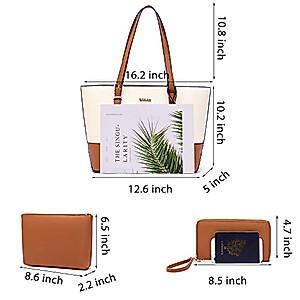 Purses And Wallets Set For Women Tote Satchel Handbags Shoulder Bag Top Handle Totes Purse With Matching Wallet BeigeBrown