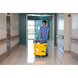 Rubbermaid Commercial Products Supply Organizing Caddy for Brute Trash Cans, Yellow, Tool Organizer Storage for Spray Bottles/PaperTowels/Gloves/Scrub Brush