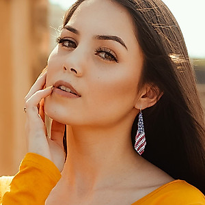 Madison Tyler Americana Collection USA Stars | Stripes Flag Chain Stud Earrings for Women