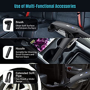 Fjhee Car Vacuum 13.2FT Corded, Portable Car Vacuum Cleaner Strong Suction DC 12V/9500Pa Handheld Vacuums w/4 Attachments for Car Interior Detailing Auto Accessories Cleaning Tool Kit w/Storage Bag