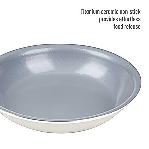 Goodful Ceramic Nonstick 11 Inch Frying Pan, Dishwasher Safe Pots and Pans, Comfort Grip Stainless Steel Handle, Skillet Made without PFOA, Cream