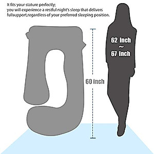 BATTOP Pregnancy Pillows Full Body Maternity Pillow for Sleeping with Cooling Washable Cover,Support for Back, Hips, Legs, Belly for Pregnant Women (Velvet-Grey)