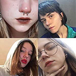 MODRSA Septum Rings Septum Piercings Septum Jewelry 16g Septum Ring Stainless Steel Septum Nose Rings Hoop for Men Women Rose Gold 8mm 10mm