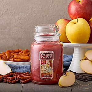 Yankee Candle Sugared Cinnamon Apple Scented, Classic 22oz Large Jar Single Wick Candle, Over 110 Hours of Burn Time
