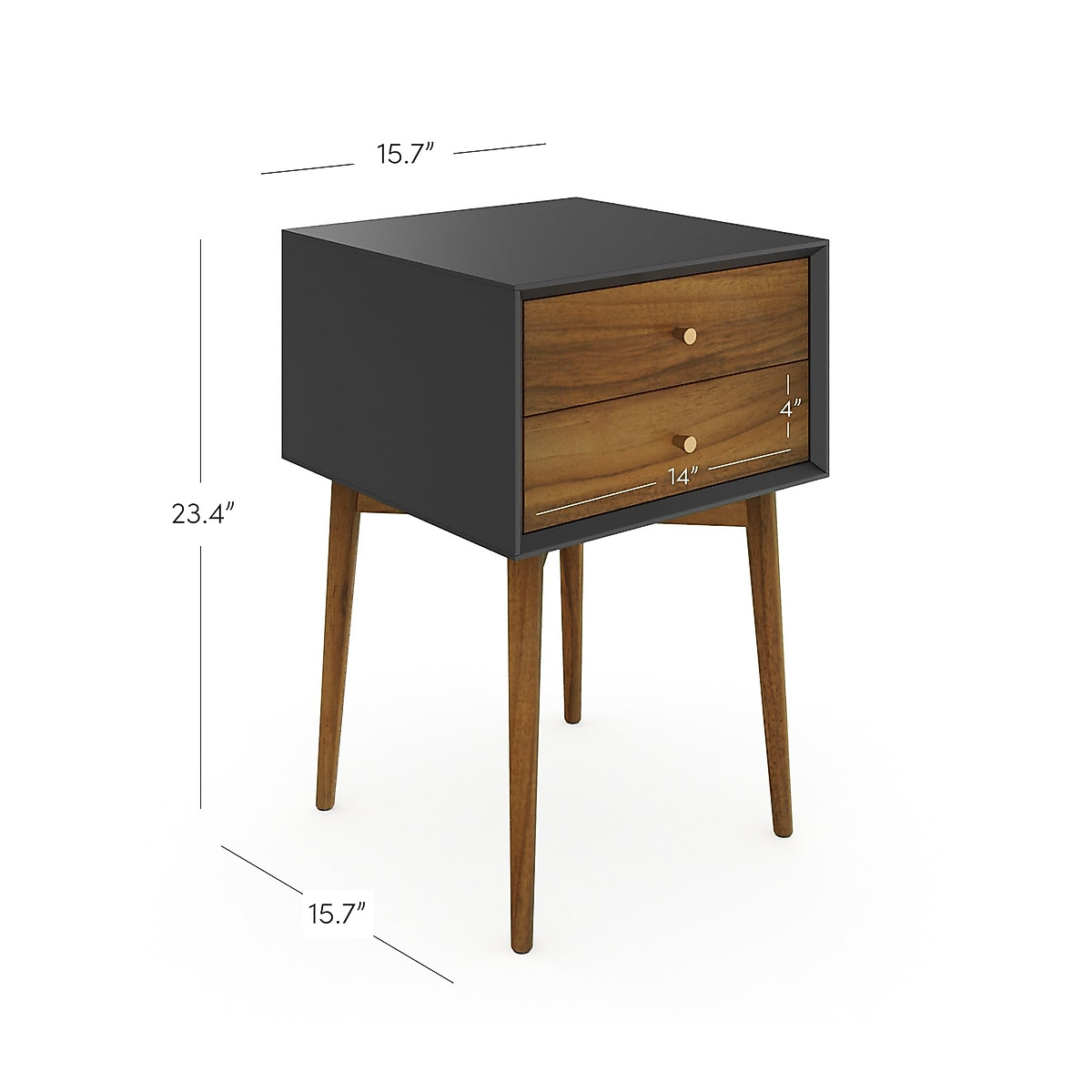Nathan James Harper Modern Nightstand Side Accent or End Table with Storage Drawer, 1, Black/Brown