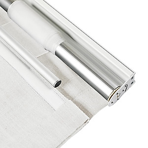 ChadMade Cordless Linen Textured Room Darkening Roman Shade Solid Fabric Window Treatment, Install Hardware Included, Custom Made Blackout Roman Blind for Bedroom, 1 Panel, Beige White