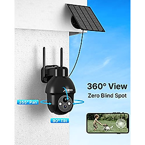 ANRAN 2K Security Camera Outdoor - Solar Camera Wireless with 360° View, Smart Siren, Spotlights, 3MP Color Night Vision, AI Human Detection, 2-Way Talk, Compatible with Alexa, Q3 Black