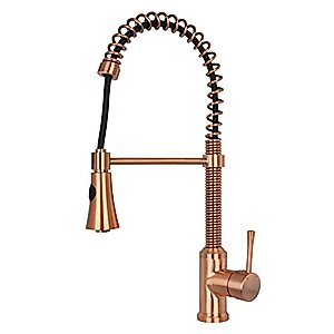 One-Handle Pre-Rinse Pull-Down Spring Kitchen Faucet in Copper - Akicon