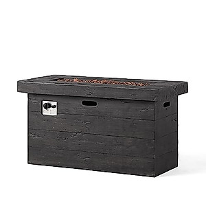 Christopher Knight Home Custer Outdoor Rectangular Fire Pit - 40,000 BTU, Grey