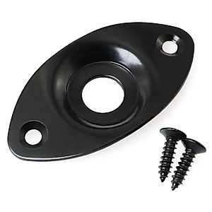 E-outstanding Oval Jack Plate Metal Indented Curved Football Shape Output Socket Plug Plate With Screws for Guitar Bass Black