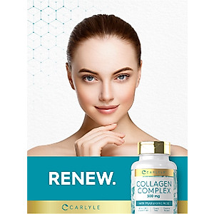 Carlyle Collagen Pills with Hyaluronic Acid 500mg | 90 Capsules | Hydrolyzed Collagen Supplement | Non-GMO, Gluten Free