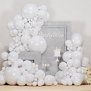 PartyWoo Pearl White Balloons 142 pcs White Balloons Pearl Balloons Different Sizes Pack of 18 12 10 5 Inch White Pearl Balloon Arch Kit Balloon Garland for Wedding Bridal Party Decorations White-Z30