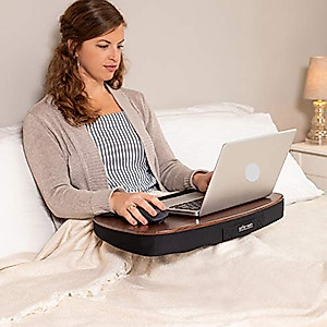 Sofia + Sam Oversized Lap Desk with Memory Foam Cushion | Wrist Rest Cushion | Fits Laptops Up to 17" | Brown and Black | Computer Lap Tray | Portable Home Office Workstation