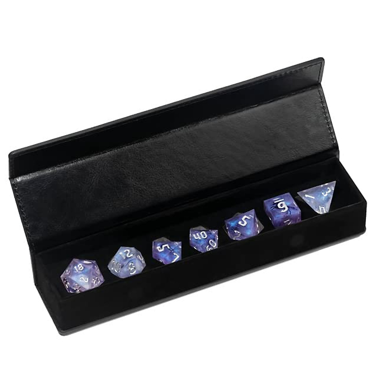 Magic Unicorn Sharp DND Dice Set with Leather Dice Box | for Dungeons and Dragons, D&D, Sharp Edge, D20 Polyhedral Resin Dice, Dungeons and Dragons Gifts, Accessories